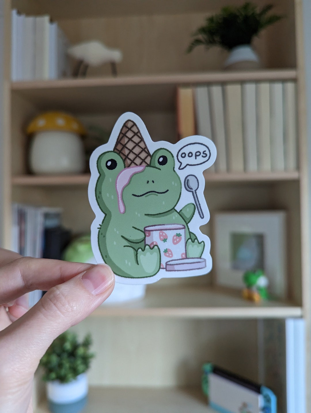 Oops the Frog Matte Vinyl Sticker | Cute Waterproof Sticker | Kawaii Toad Frog Silly Sticker Ice ...