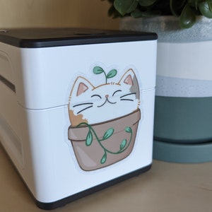 Cat Plant Clear Vinyl Sticker | Cute Waterproof Sticker | Kawaii Kitty ...