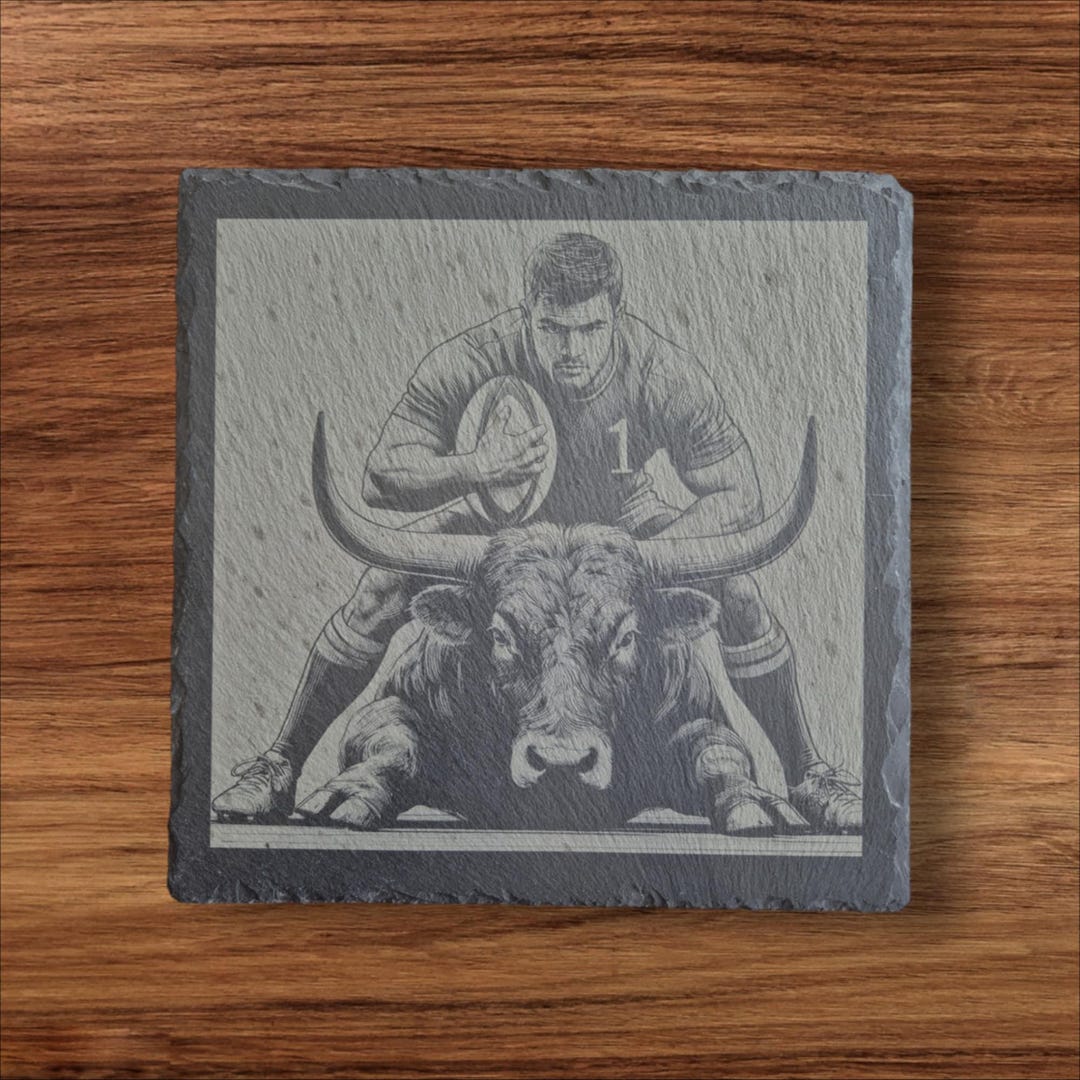 Rugby Bulls Slate. Slate Tray/trivet. Rugby Player With a Bull - Etsy