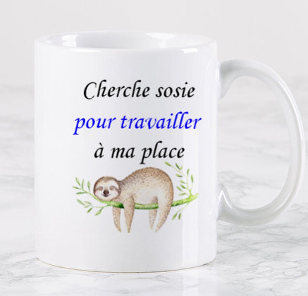 Mug à offrir humour. Tasse à personnaliser. Illustration paresseux ...