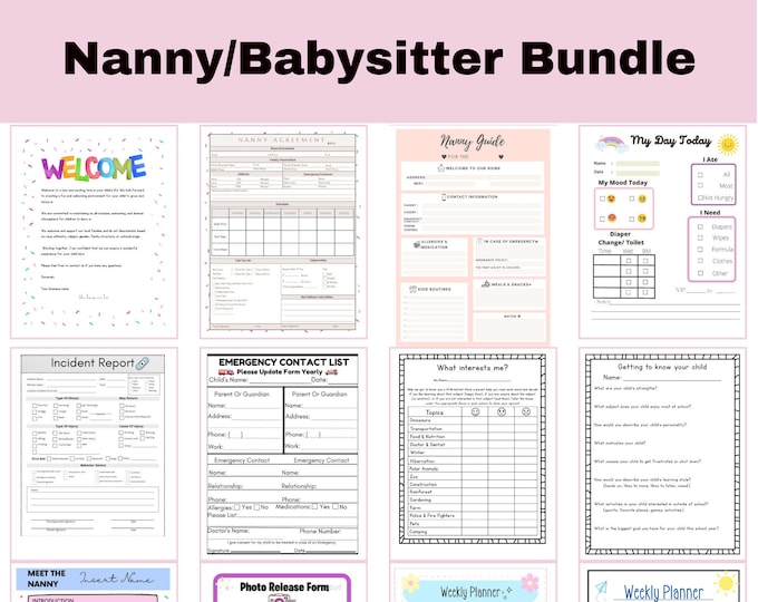 Babysitter Planner, Babysitter Information Sheet, Babysitter Binder ...