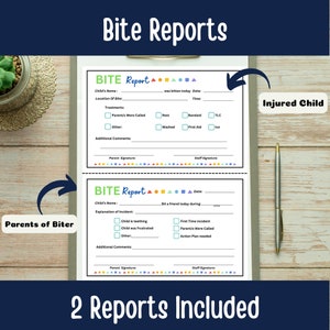 Daycare Bite Reports, Daycare Incident Report, Printable Toddler Bite ...