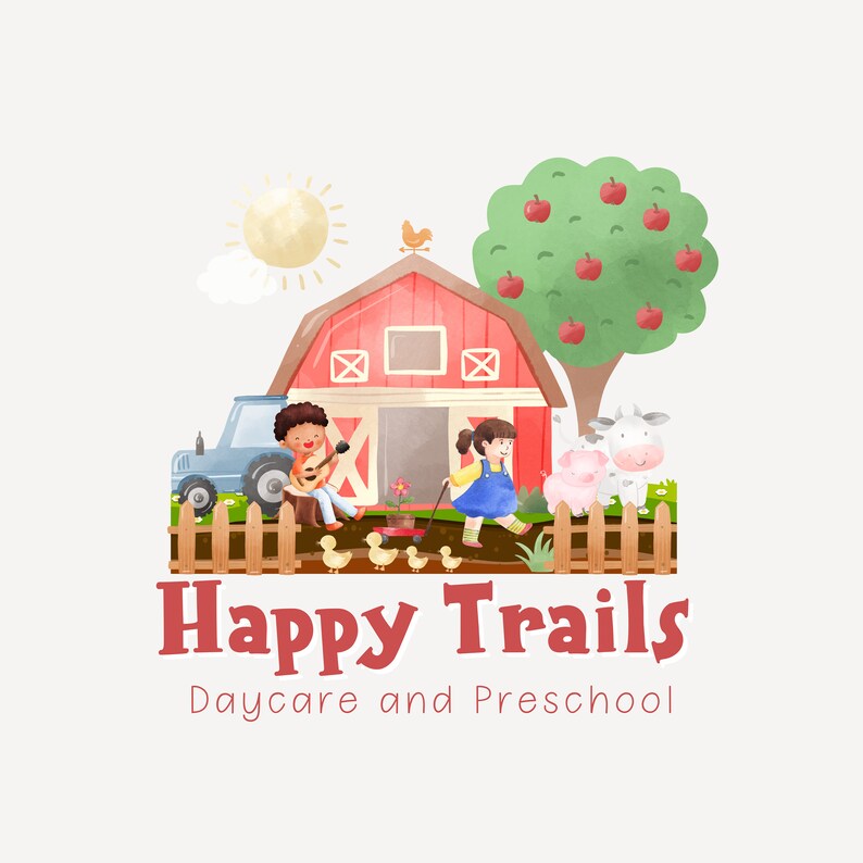 Farm Themed Logo Kids Farm Logo Cute Farm Logo Farm Daycare - Etsy