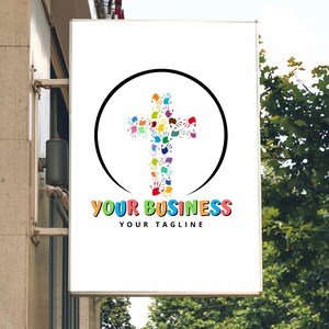 Cross Logo, Preschool Logo, Daycare Logo, Handprint Logo, Cute Kids ...