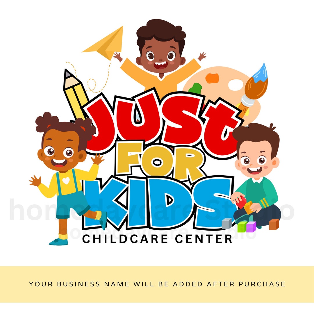 Just for Kids Childcare Logo, Premade Daycare Logo, Cute Diverse Daycare Logo, Custom Childcare ...