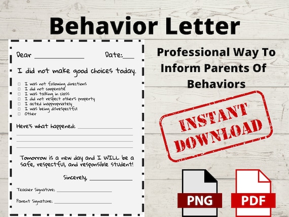 Kids Behavior Letter Letter to Parents Childcare Forms - Etsy