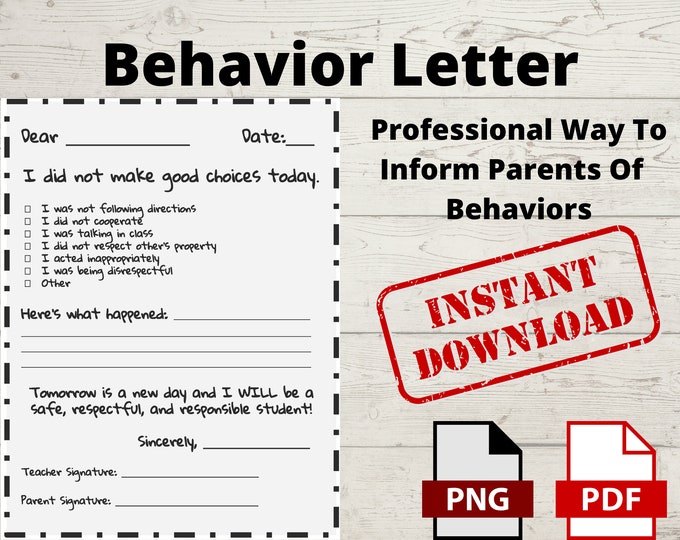 Kids Behavior Letter, Letter to Parents, Childcare Forms, Daycare Forms ...