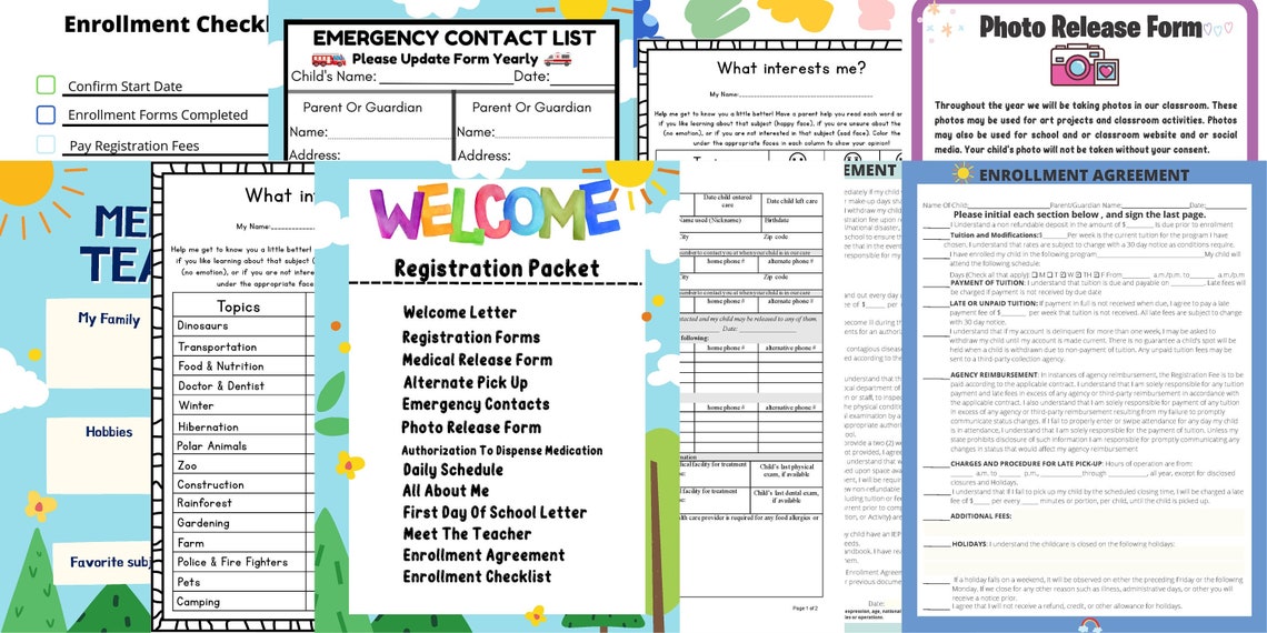 Complete Childcare Registration Packet Daycare Enrollment - Etsy