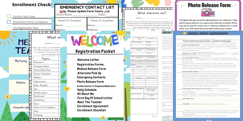 Complete Childcare Registration Packet Daycare Enrollment - Etsy