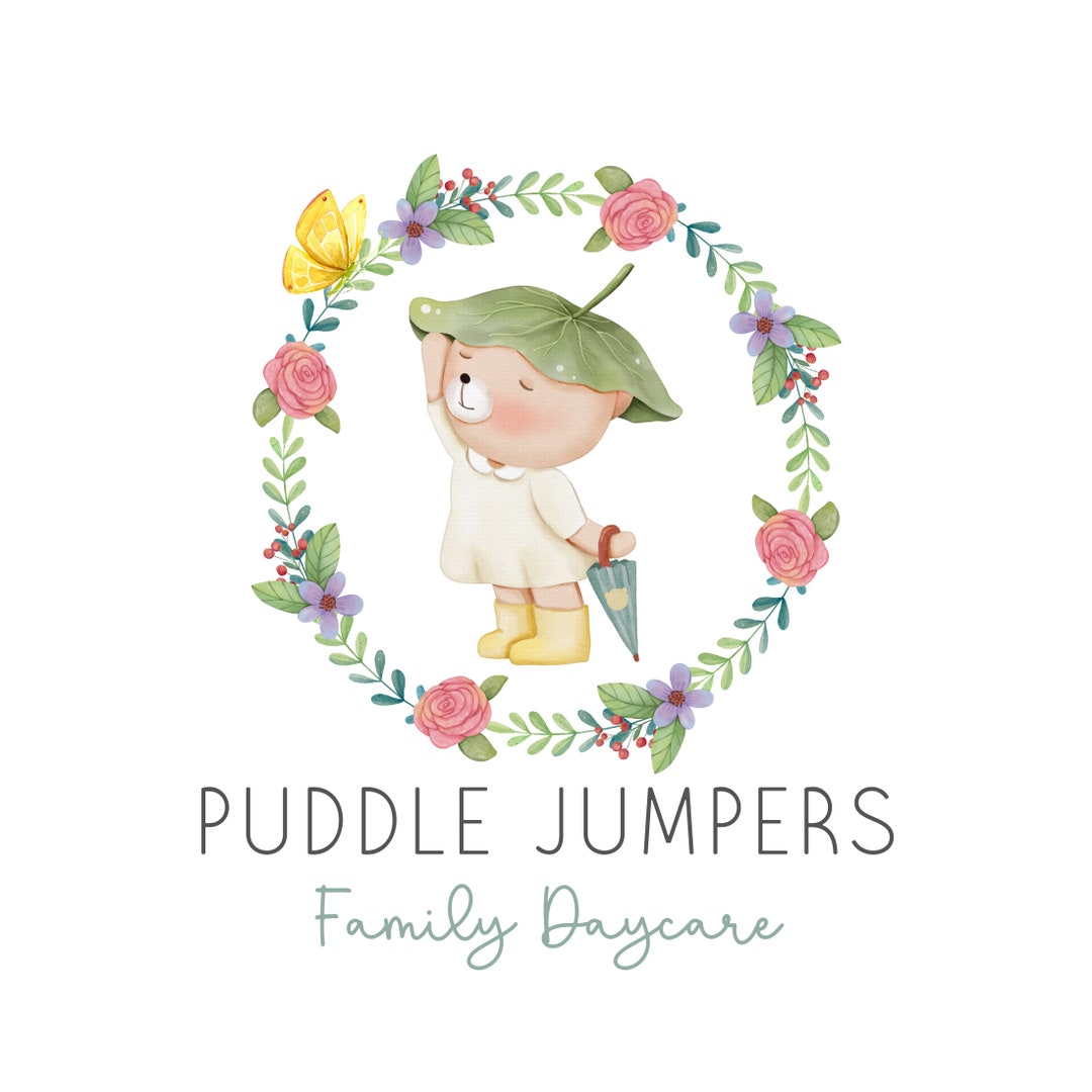 Watercolor Daycare Logo, Cute Kids Daycare Logo, Watercolor Childcare ...