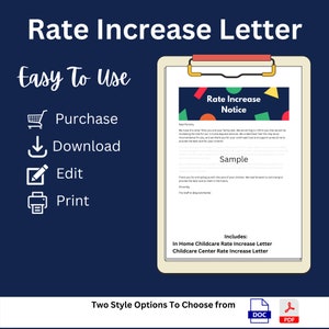 Daycare Rate Increase Letter, Childcare Rate Increase Letter, Tuition ...