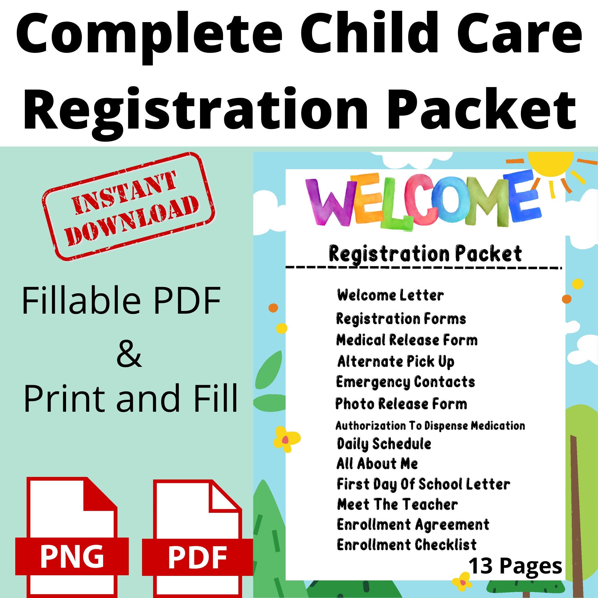 Complete Childcare Registration Packet Daycare Enrollment - Etsy