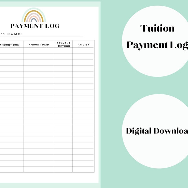 Daycare Weekly Payment Log - Etsy