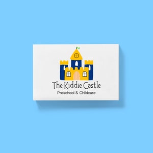 Cute Castle Logo, Blue and Yellow Castle Logo, Kid's Logo, Daycare Logo ...