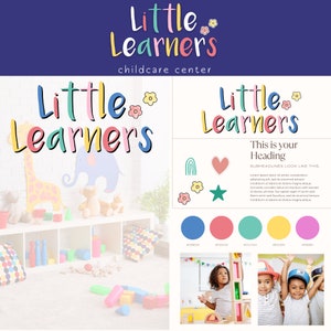 Little Leaners Daycare Logo, Premade Logo Design, Cute Daycare Logo ...