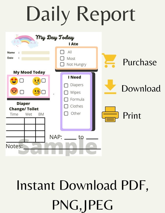 Daily Report Form for Daycare Childcare or Preschool Easy to | Etsy