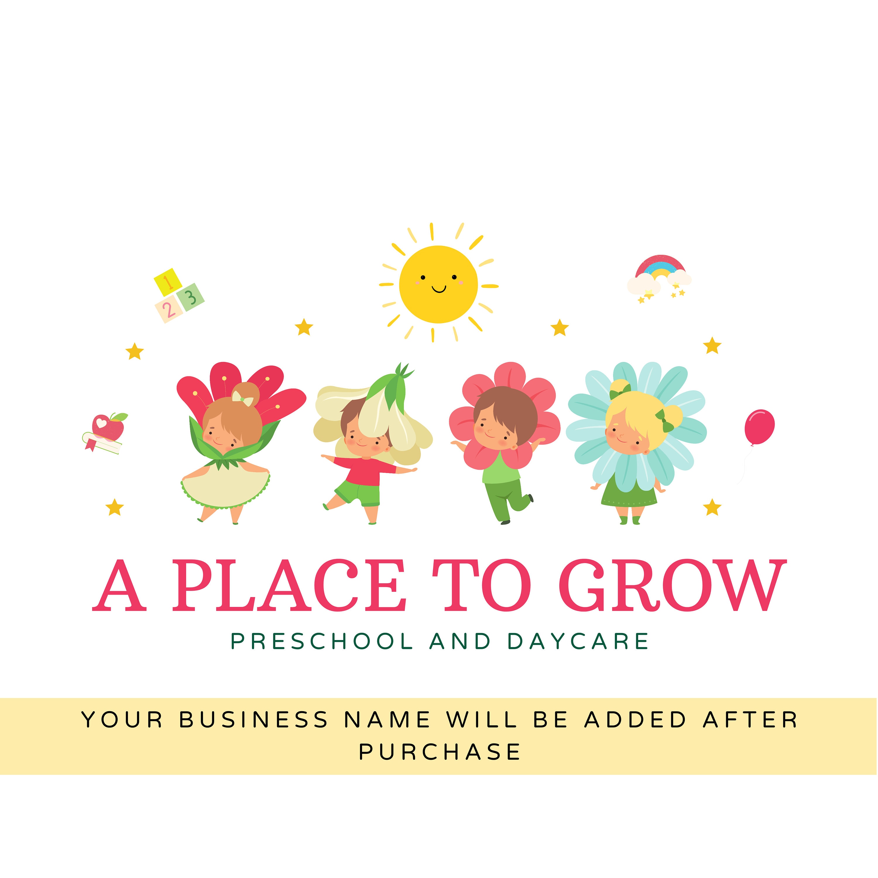 Cute Flower Daycare Logo, Flower Logo, Unique Kids Logo, Childcare Logo, Colorful Daycare Logo ...