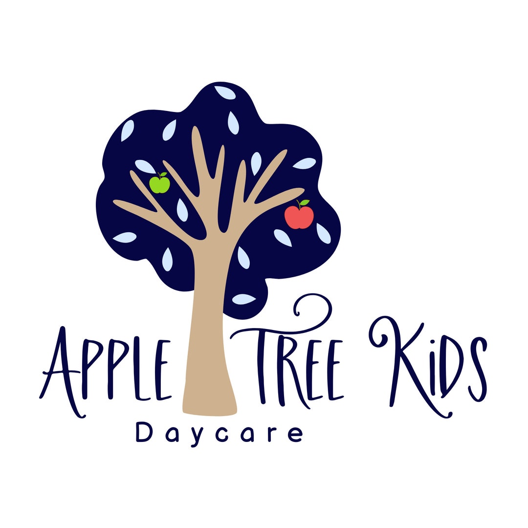 Apple Tree Kids Logo, Cute Apple Tree Logo, Modern Logo, Cute Kids ...
