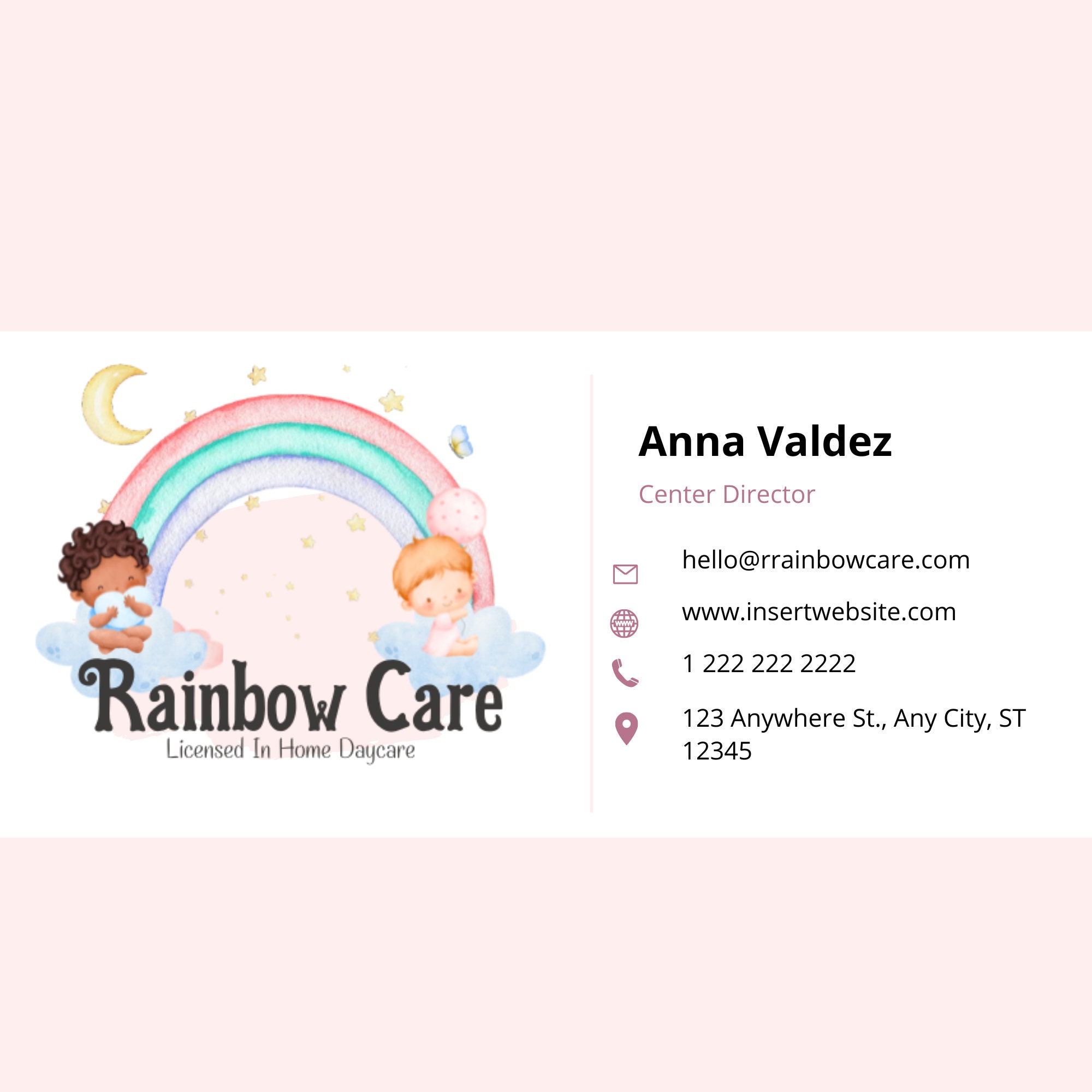 Childcare Business Card, Daycare Business Card Design, Pastel Business ...