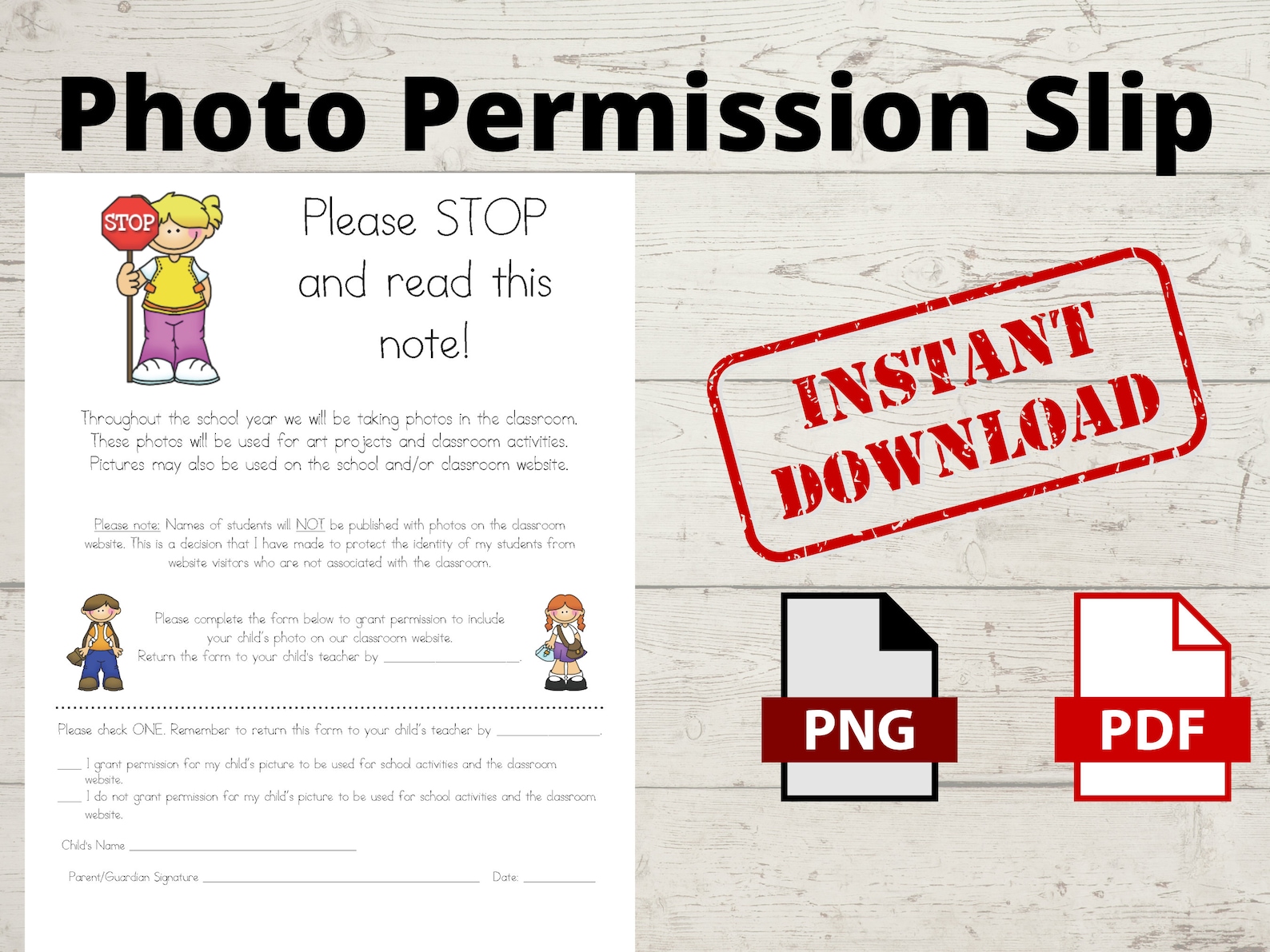 Photo Permission Slip, School Photo Permission Slip, Daycare Photo ...