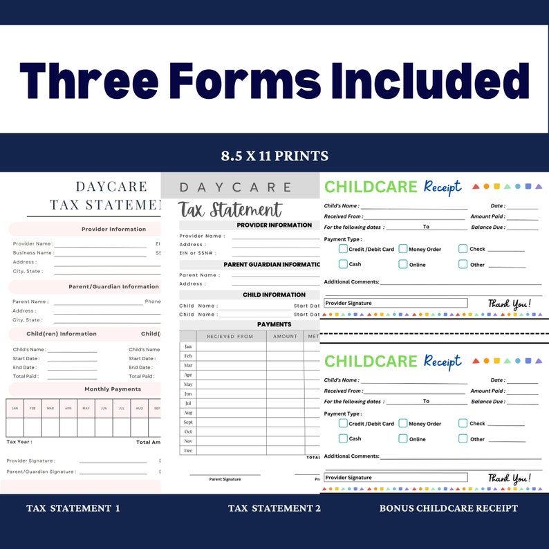 Childcare Tax Information Template Printable Family Tax - Etsy