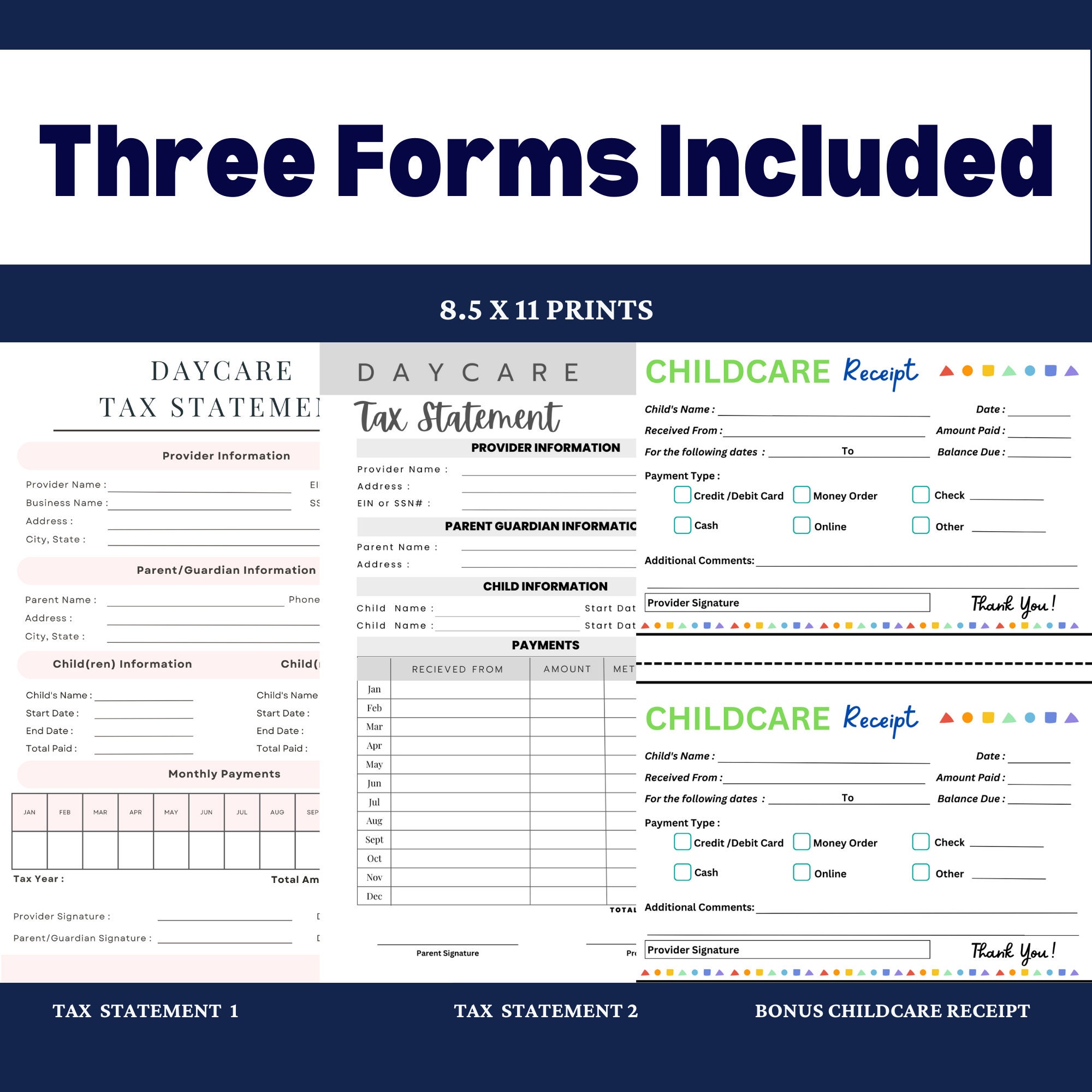 Childcare Tax Information Template Printable Family Tax - Etsy