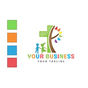 Cute Cross Childcare Logo, Preschool Logo, Daycare Logo, Cute Colorful ...