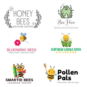 Bee Themed Logo, Cute Bee Logo, Bee Logo, Daycare Logo, Whimsical Logo ...