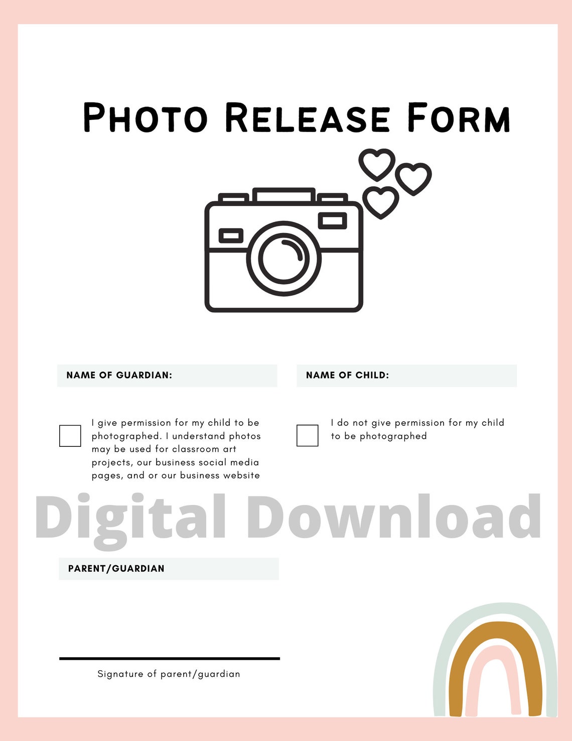 DAYCARE PHOTO RELEASE / Childcare Center Social Media - Etsy