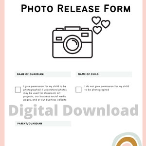 DAYCARE PHOTO RELEASE / Childcare Center Social Media Printable Form ...