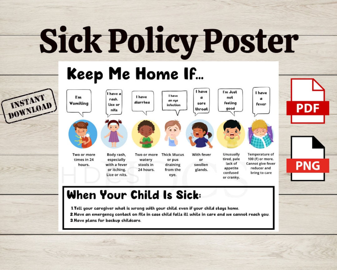 Daycare Illness Policy Poster, Daycare Illness Poster, Daycare Forms ...