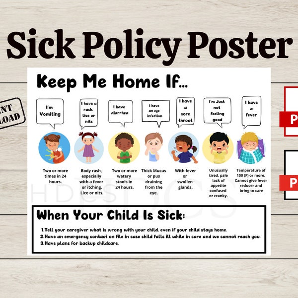 Daycare Sick Policy - Etsy