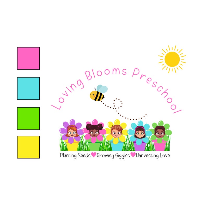 Cute Kids Flower Logo Design, Daycare Design, Flower Themed Daycare ...
