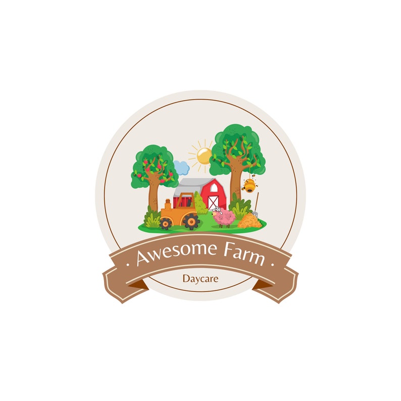 Farm Themed Logo, Kids Farm Logo, Cute Farm Logo, Farm Daycare Logo ...