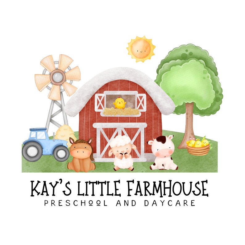 Farm Themed Logo Kids Farm Logo Cute Farm Logo Farm Daycare - Etsy
