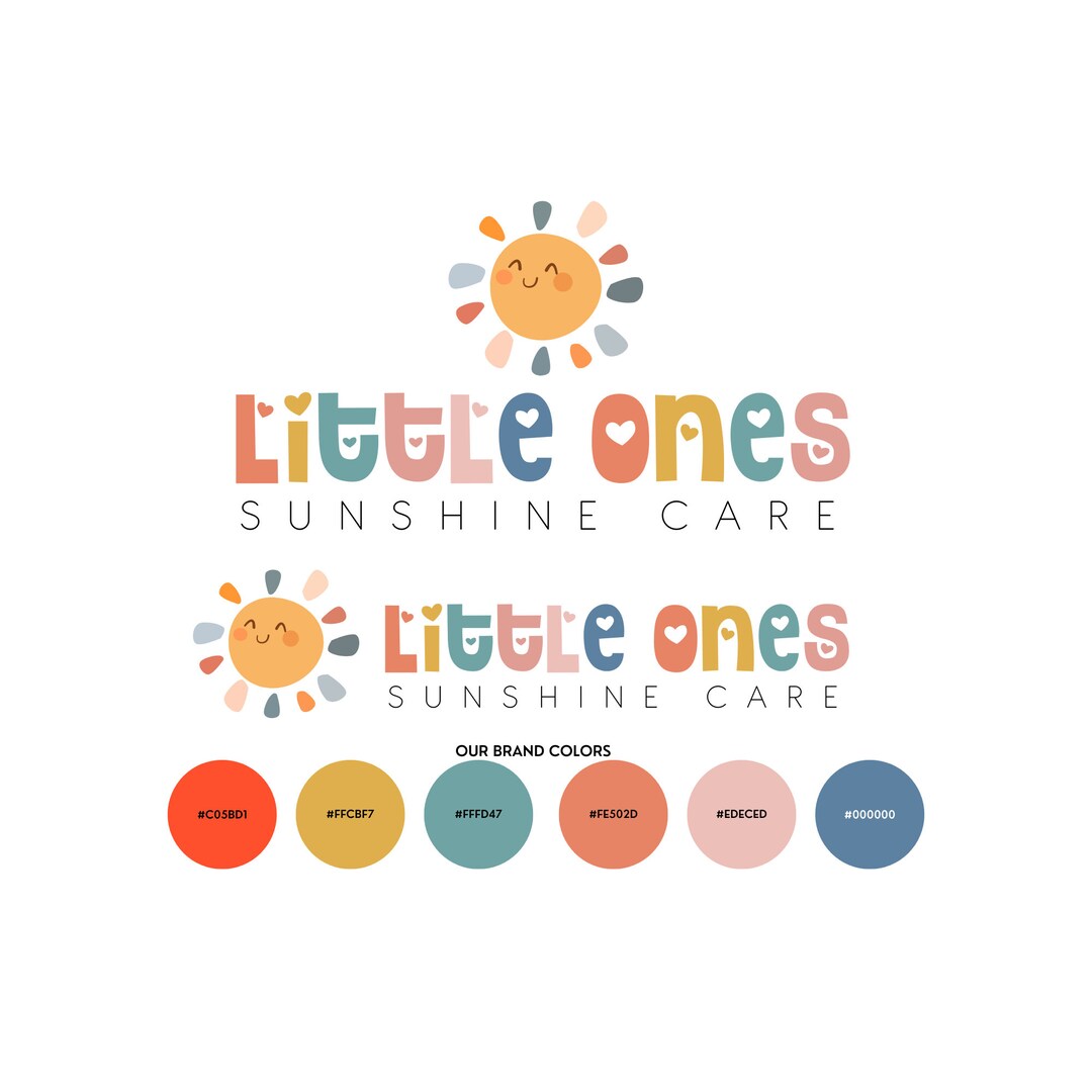 Sunshine Logo, Hearts and Sunshine Logo, Daycare Sunshine Logo, Cute ...