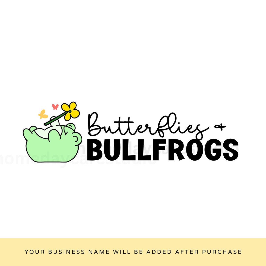 Premade Childcare Logo. Bullfrogs & Butterflies Logo, Cute Daycare Logo ...