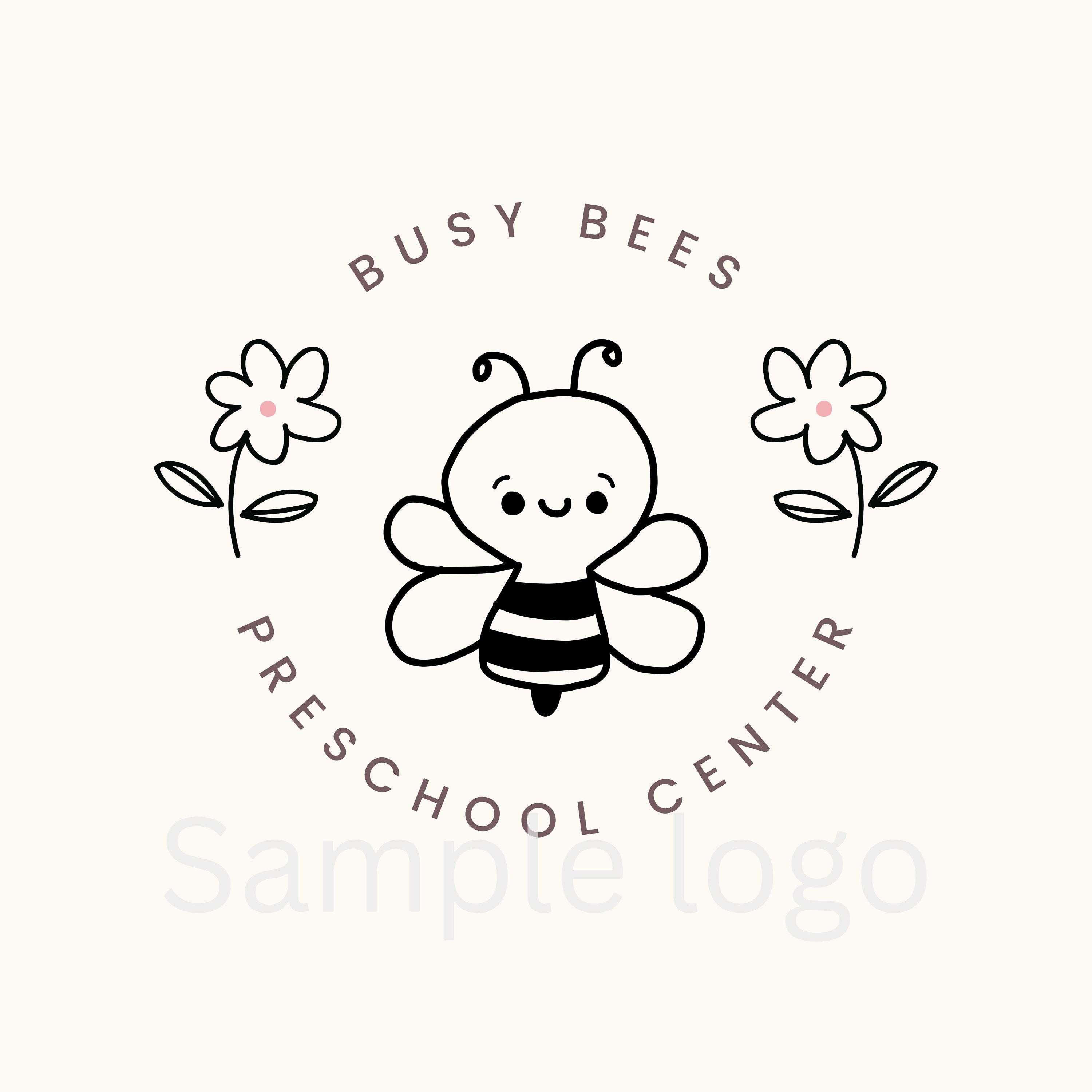 Bee Themed Logo, Cute Bee Logo, Bee Logo, Daycare Logo, Whimsical Logo ...