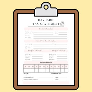 Childcare Tax Information Template Printable, Family Tax Information ...