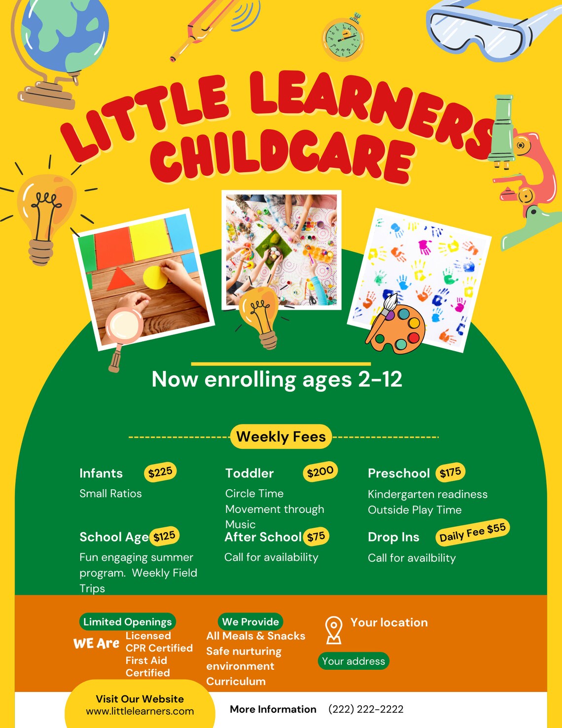 Daycare Flyer, Childcare Flyer, Preschool Flyer, Center Flyer, Nanny ...