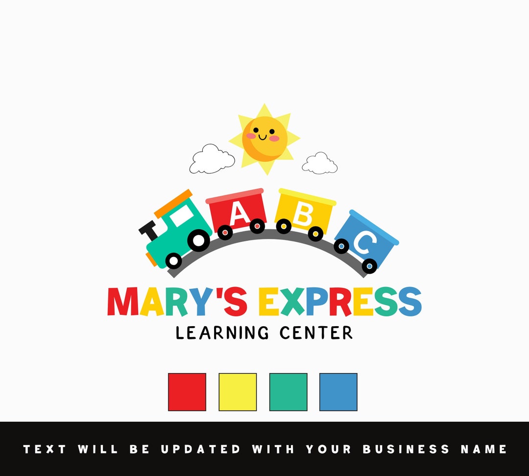 Premade Train Themed Childcare Logo, Cute Train Logo, Express Station ...