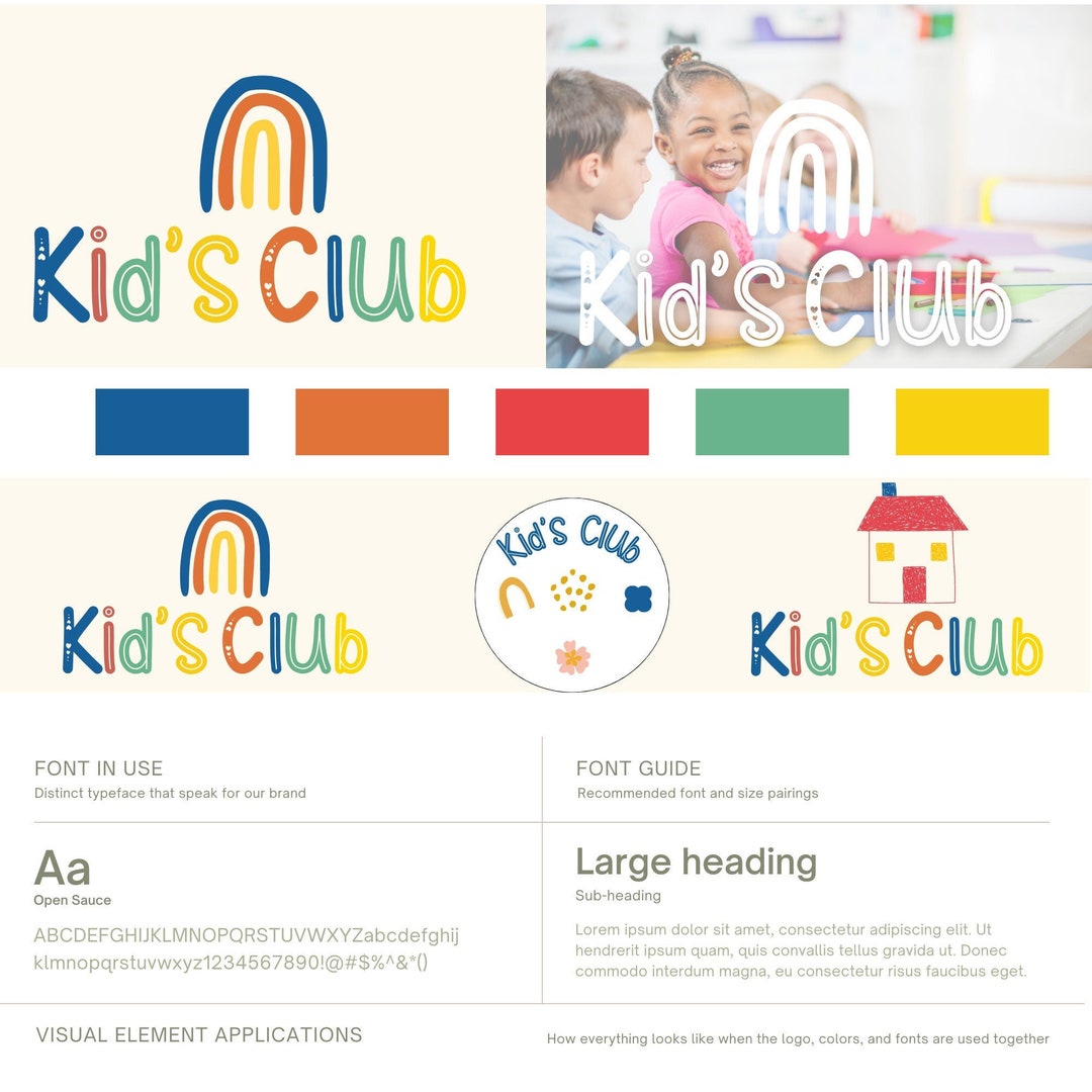 Cute Daycare Logo, Rainbow Logo, Cute Boho Rainbow Daycare Logo, Muted ...