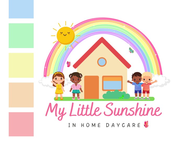 Diverse Daycare Logo Rainbow Daycare Logo Sunshine Daycare - Etsy