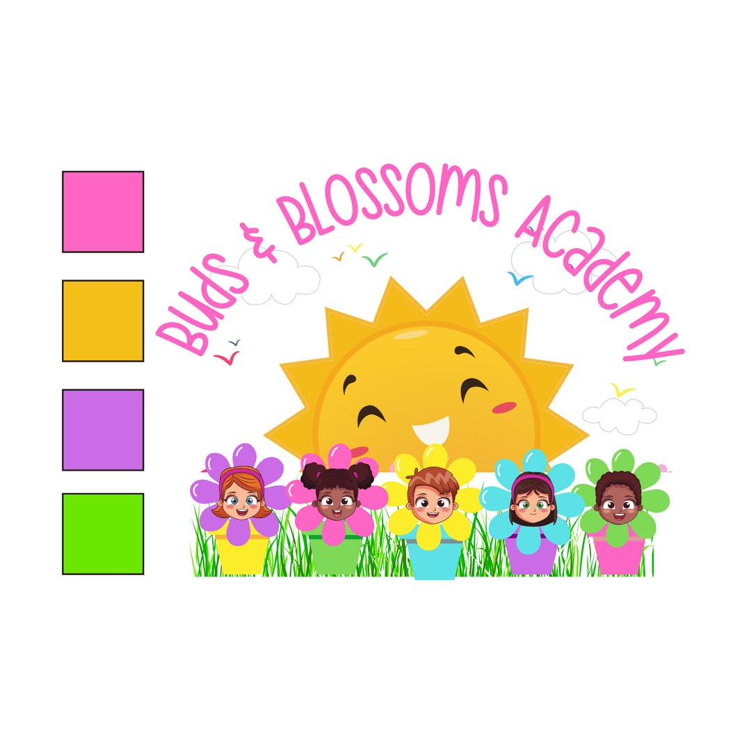 Floral Daycare Logo, Cute Colorful Daycare Logo, Unique Childcare Logo ...