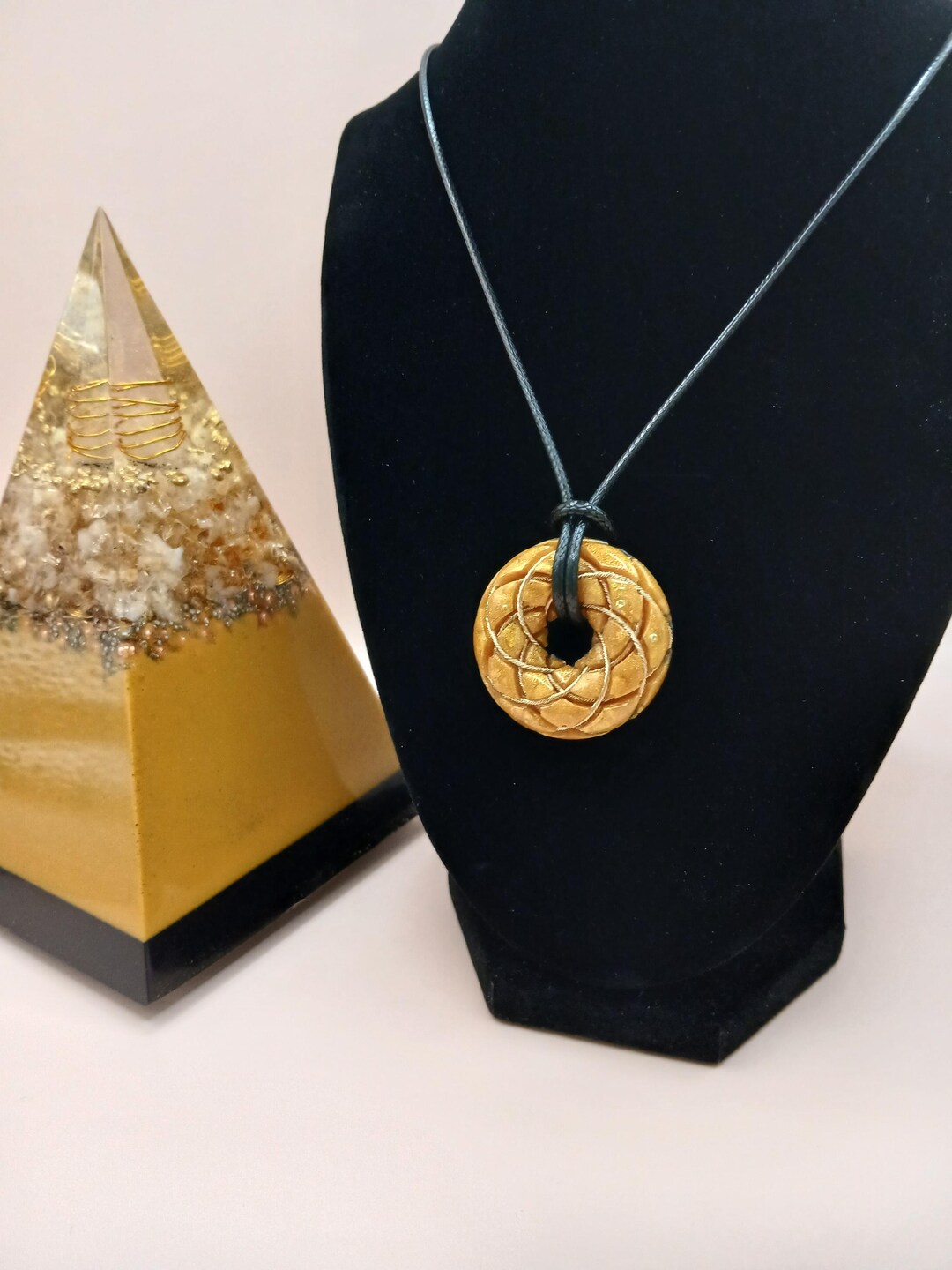Authentic Orgone Torus Empowerment Pendant, Yellow Agate and Gold, 369 ...
