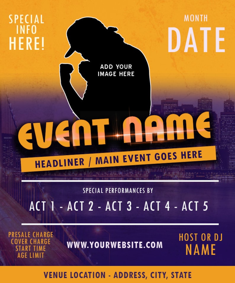 Event Flyer, Flyer Design Template / Art / Digital Download / Photoshop ...