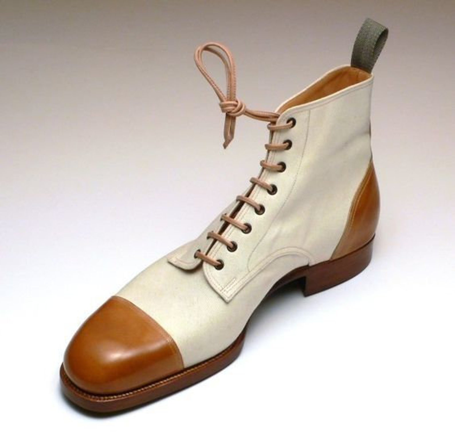 Handmade Genuine Tan & White Leather Ankle High Long Boots Men's Long ...
