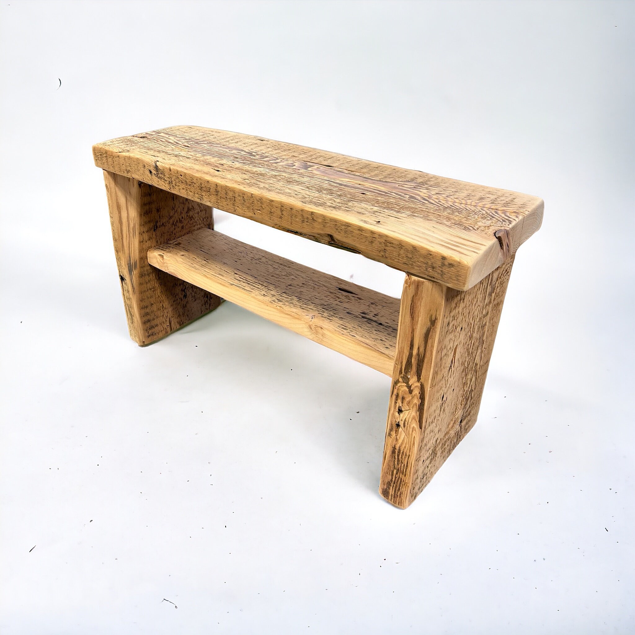 Reclaimed Wood Entryway Bench, Rustic Farmhouse Seat, Barn Wood Stool ...