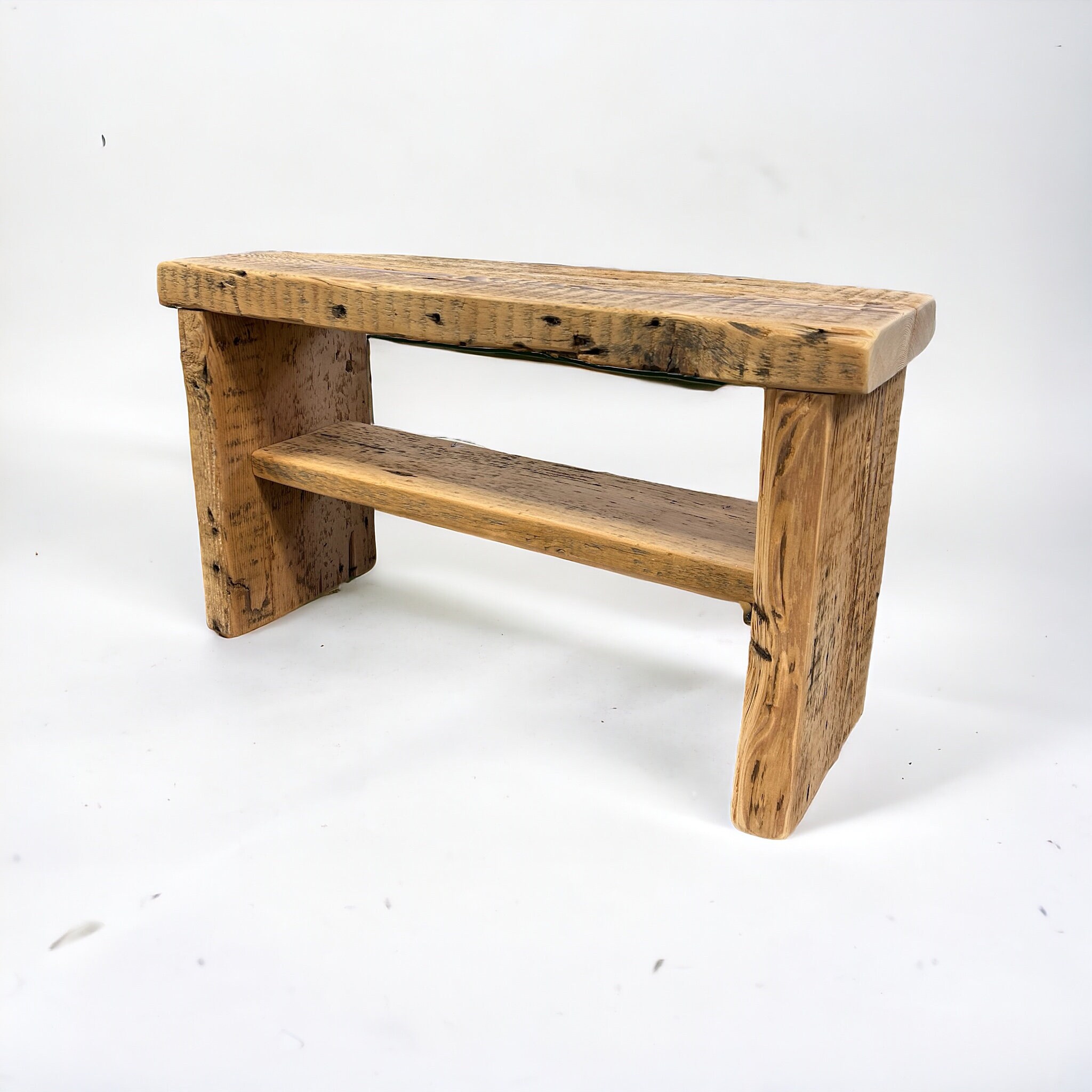 Reclaimed Wood Entryway Bench, Rustic Farmhouse Seat, Barn Wood Stool ...