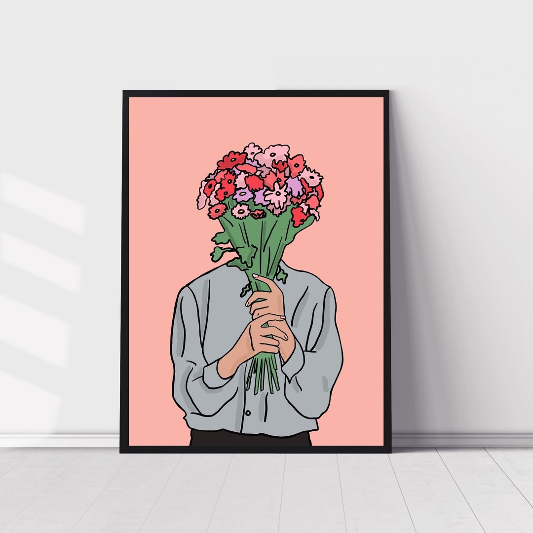 Head of Flowers, Instant Download, Printable Art, Illustration, Poster ...